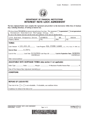 Fillable Online INTEREST RATE LOCK AGREEMENT Fax Email Print - pdfFiller