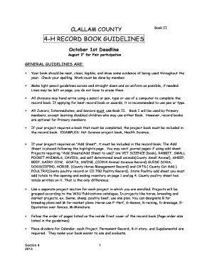 Fillable Online extension wsu 4-H RECORD BOOK GUIDELINES Fax Email ...