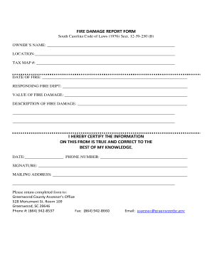 Fillable Online fire damage report form i hereby certify the ...