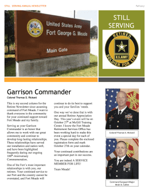 Fillable Online STILL SERVING Garrison Commander - Fort Meade - Army ...