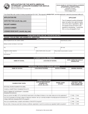 Fillable Online forms in APPLICATION FOR THE NORTH AMERICAN VETERINARY ...