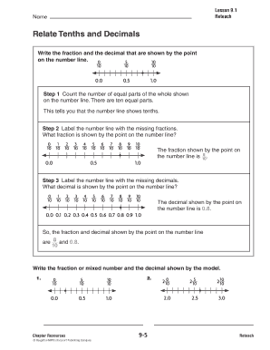 Lesson 9 1 Relate Tenths And Decimals - Fill Online, Printable ...