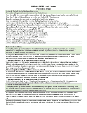 Fillable Online chfs ky MAP 409 PASRR Level I Screen Instruction Sheet ...