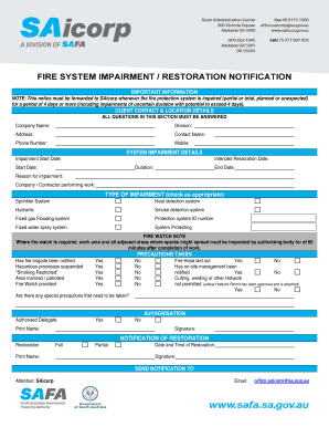 Fillable Online Fire System Impairment Form Fax Email Print - pdfFiller