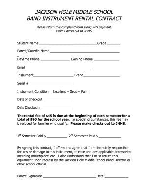 Fillable Online jackson hole middle school band instrument rental ...