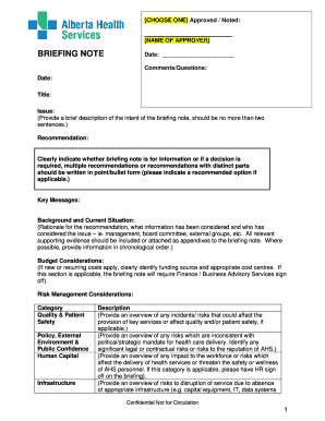 Fillable Online Briefing Note Template Fax Email Print - pdfFiller
