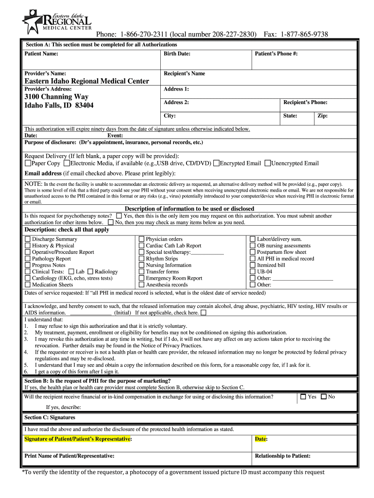 Fillable Online Medical Record Autorization Form Fax Email Print ...