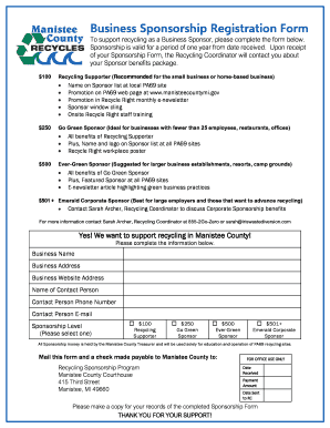 Fillable Online Business Sponsorship Registration Form Fax Email Print ...
