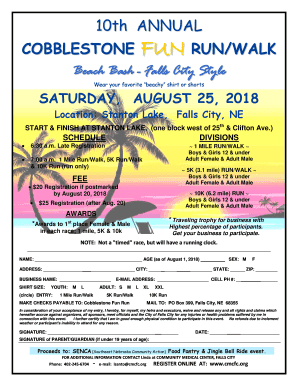 Fillable Online 10th ANNUAL COBBLESTONE RUN/WALK - Community Medical ...
