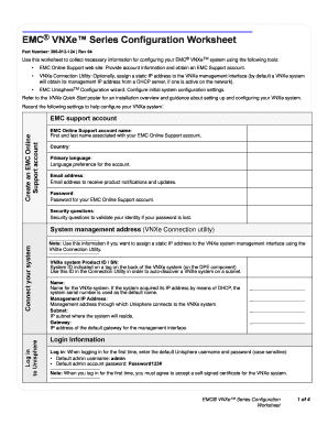 Fillable Online EMC VNXe Series Configuration Worksheet Fax Email Print - pdfFiller