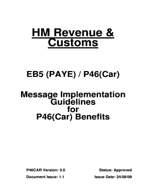 Fillable Online citeseerx ist psu HMRC EB5 (PAYE) P46(CAR) Message ...
