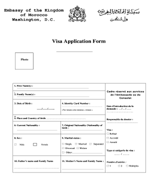Fillable Online Visa Application Form - Embassy of Morocco Fax Email ...