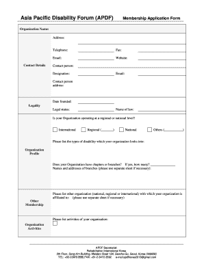 Fillable Online Asia Pacific Disability Forum (APDF) Membership ...