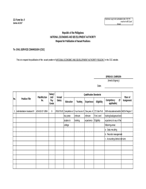 Fillable Online CS Form No. 9 Republic of the Philippines NATIONAL ...