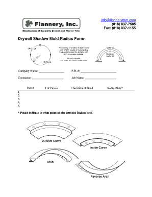 Fillable Online Drywall Shadow Mold Radius Form- - Flannery Trim Fax ...