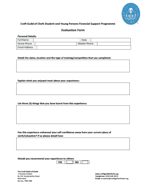 Fillable Online Evaluation Form - Craft Guild of Chefs Fax Email Print ...