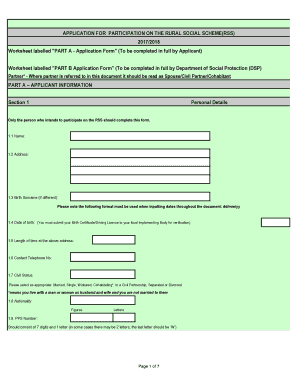 Fillable Online Worksheet labelled "PART A - Application Form" (To be ...