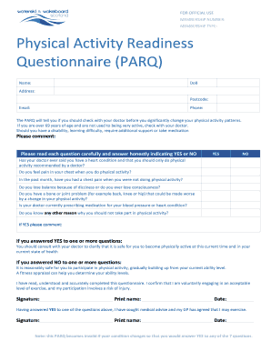 Fillable Online craigmounthighschool co The PARQ will tell you if you ...