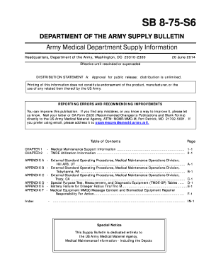 Fillable Online SB 8-75-S6 - USAMMA - Army Fax Email Print - pdfFiller