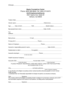 Fillable Online New client paperwork copy 2 - Maple Counseling Center ...