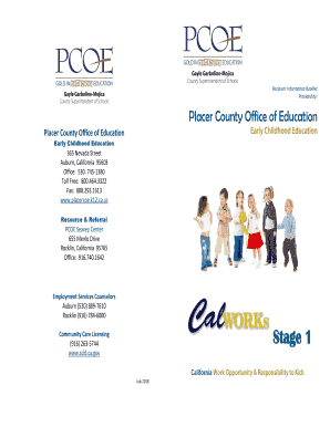 Fillable Online ECE CalWORKs Brochure - Placer County Office of ...