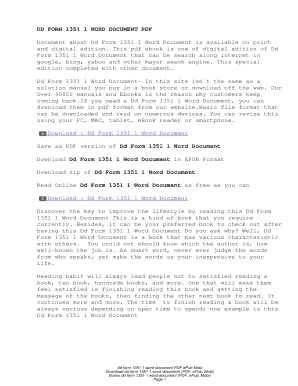Fillable Online Dd Form 1351 1 Word Document - Pdf Document about Index ...
