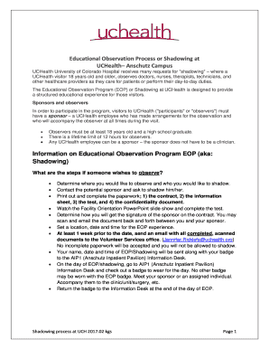 Fillable Online Educational Observation Process or Shadowing at Fax ...