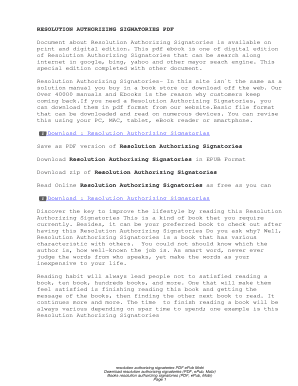 Fillable Online Resolution Authorizing Signatories. Resolution ...