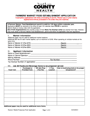 Fillable Online Vendor Application Farmers Market at Imperial Fax Email ...