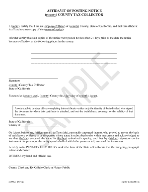 Fillable Online AFFIDAVIT OF POSTING NOTICE - California State ...
