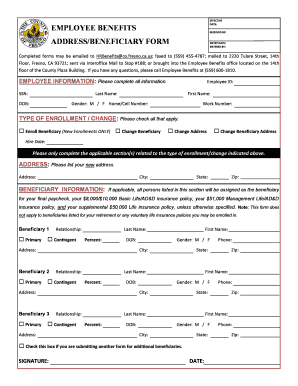 Fillable Online ADDRESS/BENEFICIARY FORM Fax Email Print - pdfFiller
