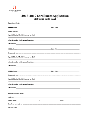 Fillable Online 2018-2019 Parent Enrollment Form BASE.doc Fax Email ...