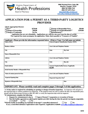 Fillable Online Third-Party Logistics Provider Permit Application Fax ...