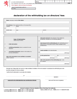 Fillable Online declaration of the withholding tax on directors' fees ...