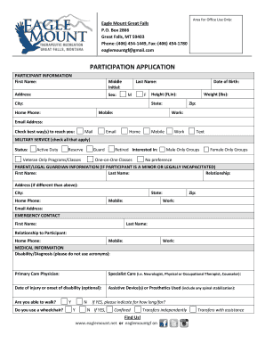 Fillable Online Applications & Forms Eagle Mount Fax Email Print ...