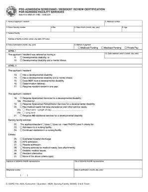 Fillable Online forms in PRE-ADMISSION SCREENING / RESIDENT REVIEW ...