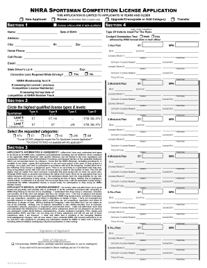 Fillable Online NHRA Sportsman License Application - Coles County ...