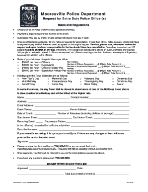 Fillable Online MPD Extra Duty Request Form - Mooresville, NC Fax Email ...