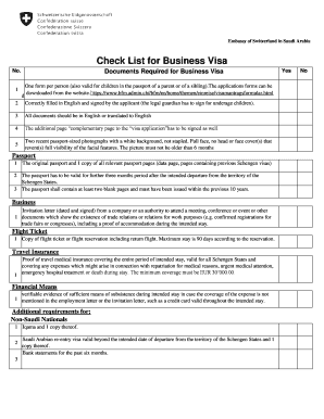 Fillable Online Check List for Business Visa Fax Email Print - pdfFiller
