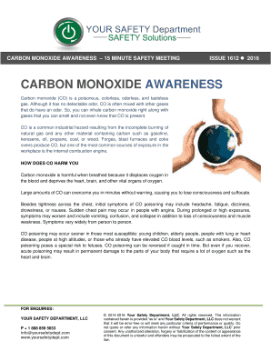 Fillable Online carbon monoxide awareness - Your Safety Department Fax ...