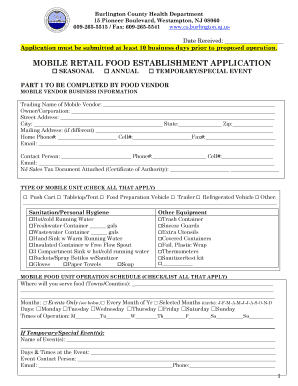 Fillable Online Mobile Retail Food Establishment Application BCHD (PDF ...