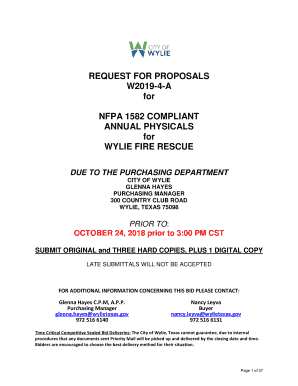 Fillable Online w2019-4-a rfp: nfpa 1582 compliant annual physicals for ...