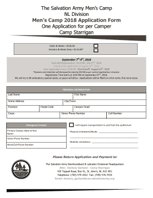 Fillable Online The Salvation Army Mens Camp Fax Email Print - pdfFiller