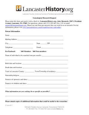 Fillable Online Genealogical Research Request - lancasterhistory.org ...
