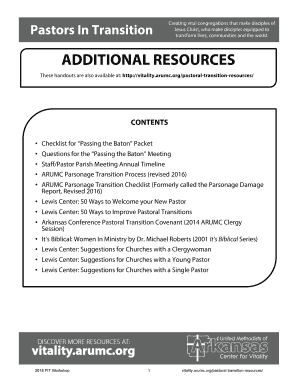 Fillable Online 50 Ways to Welcome New Pastor - vitality.arumc.org Fax ...