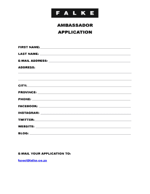 Fillable Online Ambassador Application Form 2018 (003).pages Fax Email ...