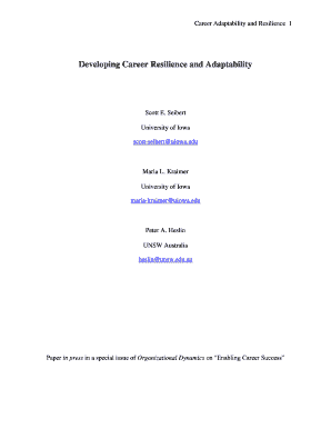 Fillable Online Developing Career Resilience and Adaptability Fax Email Print - pdfFiller
