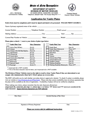 Fillable Online Vanity Plate Request form - Mass.gov Fax Email Print ...