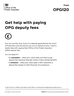 Fillable Online OPG deputy fees Fax Email Print - pdfFiller