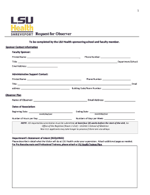Fillable Online Request for Observer Fax Email Print - pdfFiller